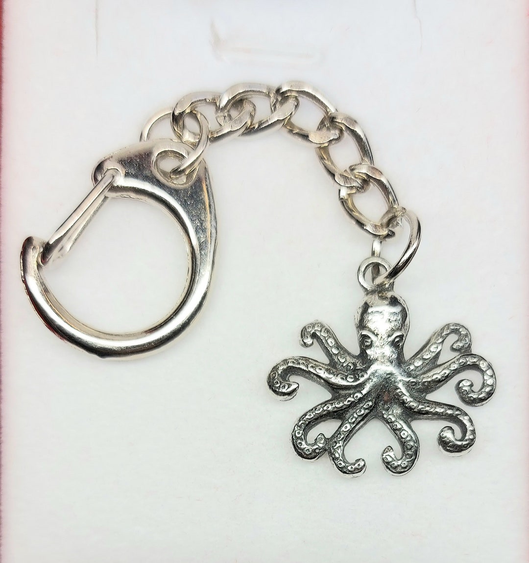 NEW Pewter Octopus Keyring Charm Keychain - Etsy