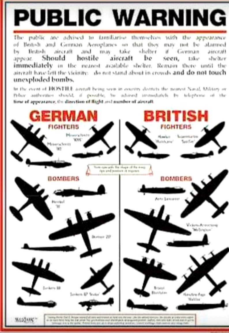 NEW A3 Poster Chart RAF Luftwaffe Aircraft Recognition WWII - Etsy Hong ...