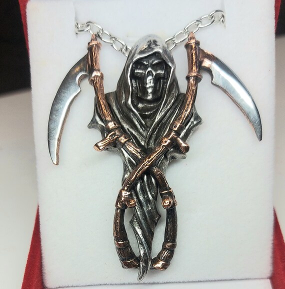 NEW Grim Reaper Pewter Pendant on Chain - Etsy