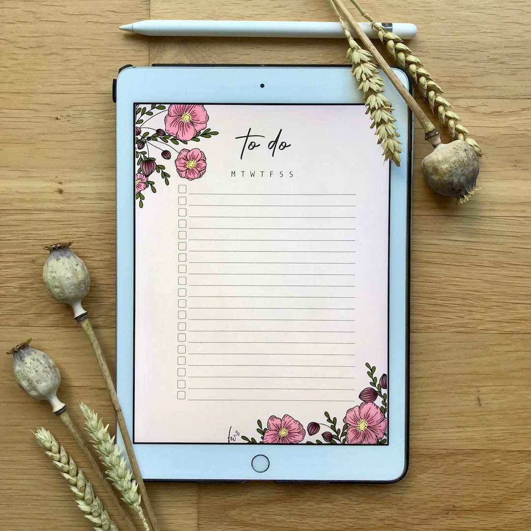 Blossom Dream / To-do List / Flowers Floral Motif / Digital Product ...