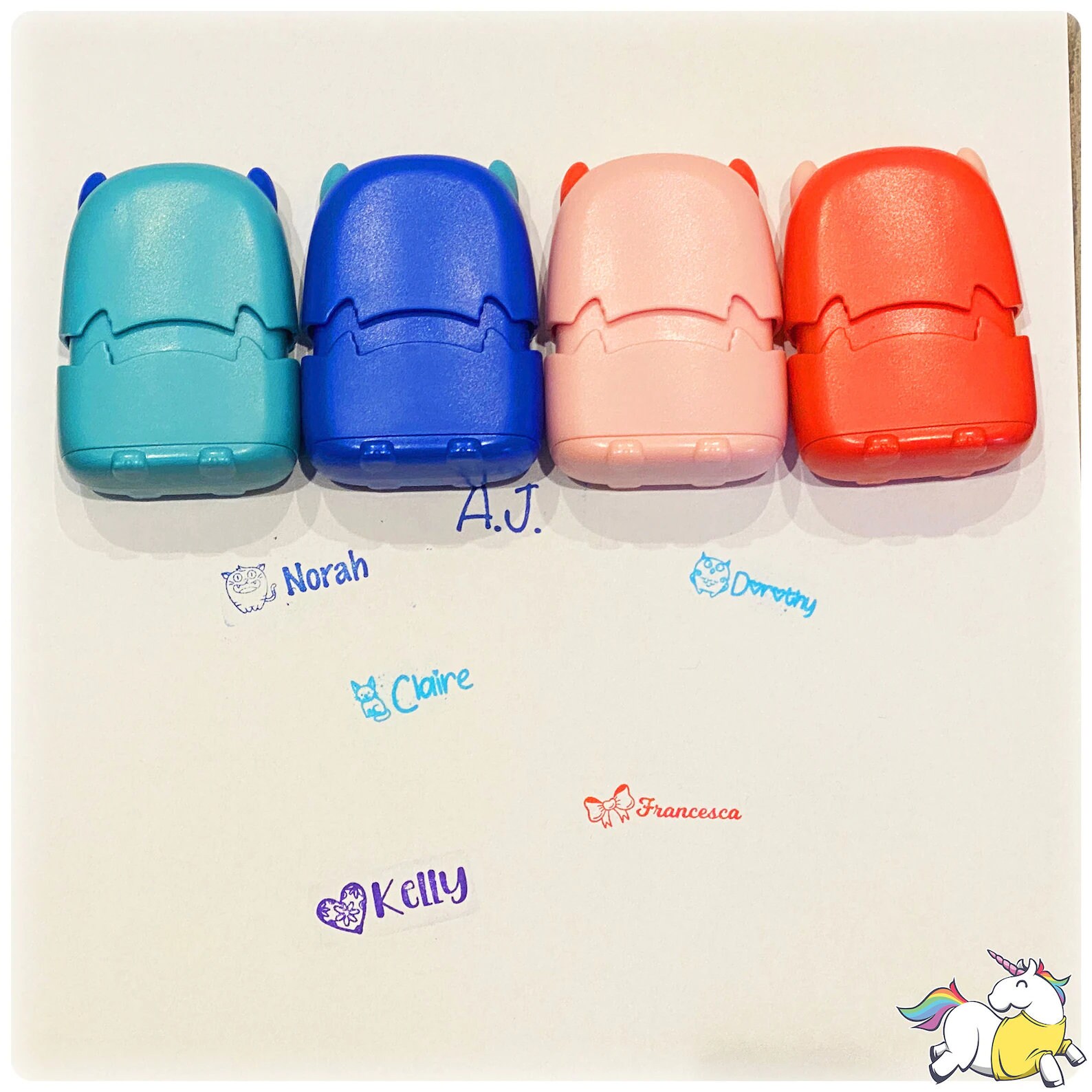 Light Blue Monster Name Stamp, Cute Name Stamp, Kids Name Stamp, Custom ...
