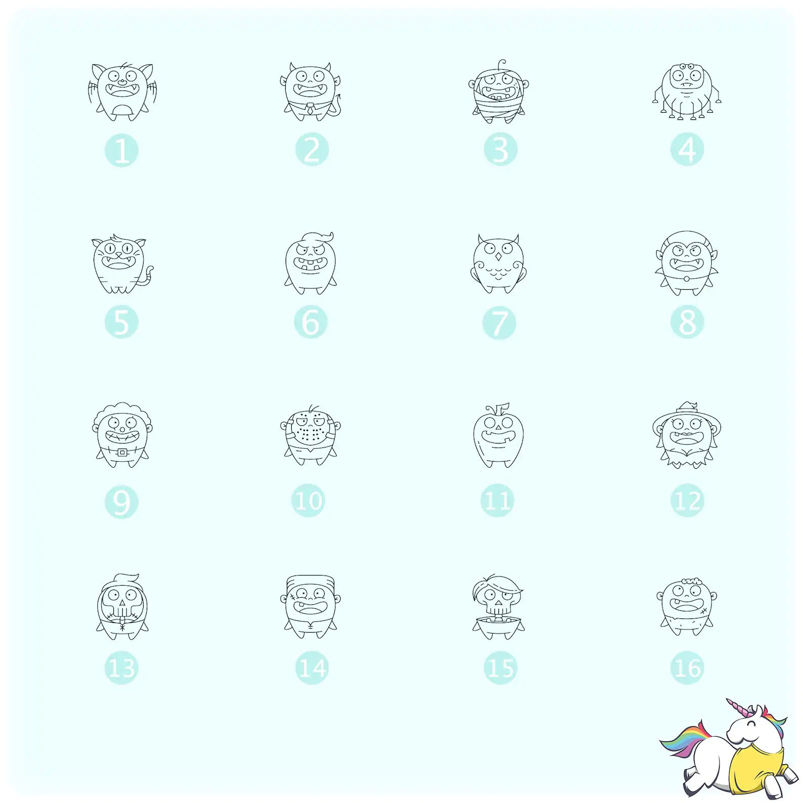 Light Blue Monster Name Stamp, Cute Name Stamp, Kids Name Stamp, Custom ...