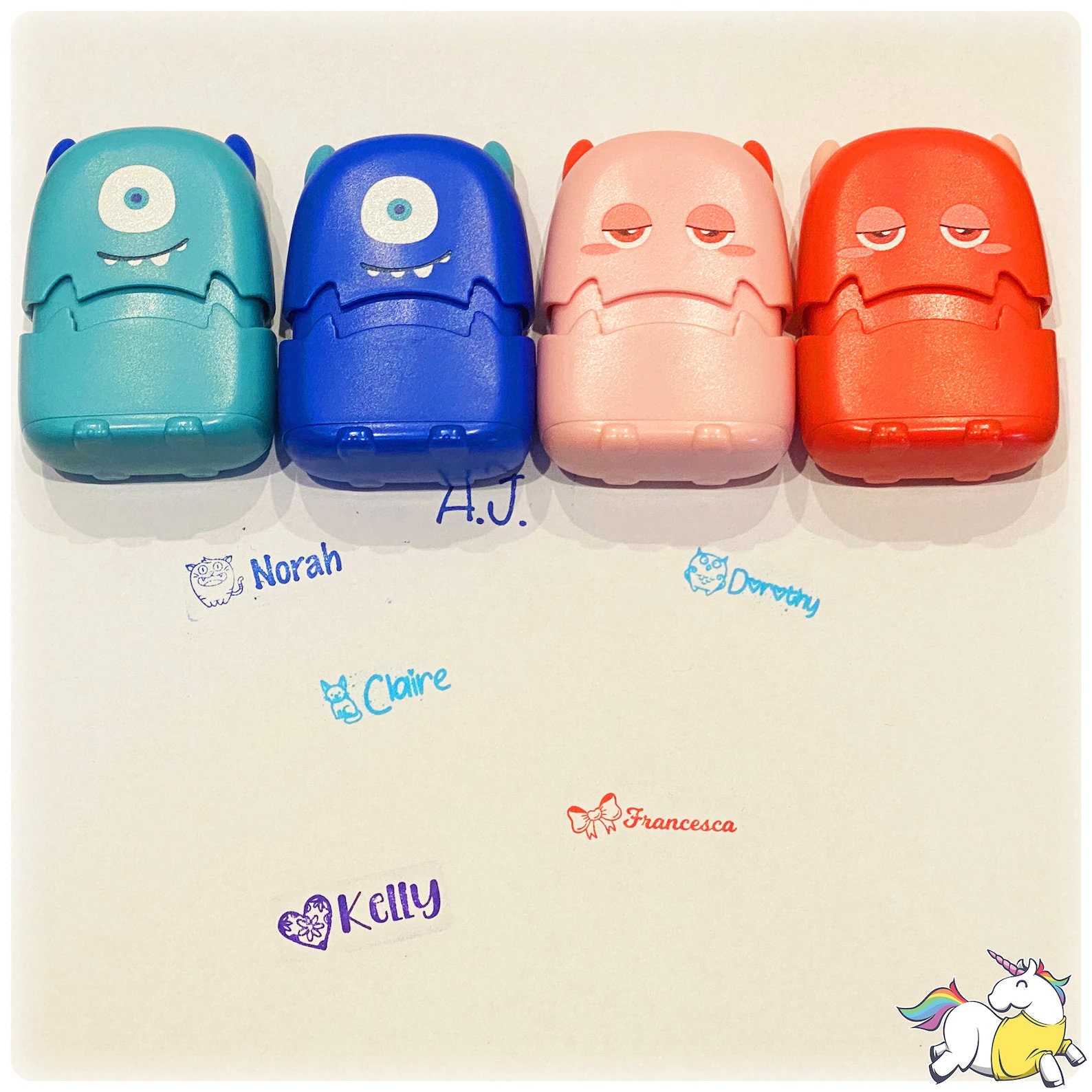 Pink Monster Name Stamp, Cute Name Stamp, Kids Name Stamp, Custom Name ...