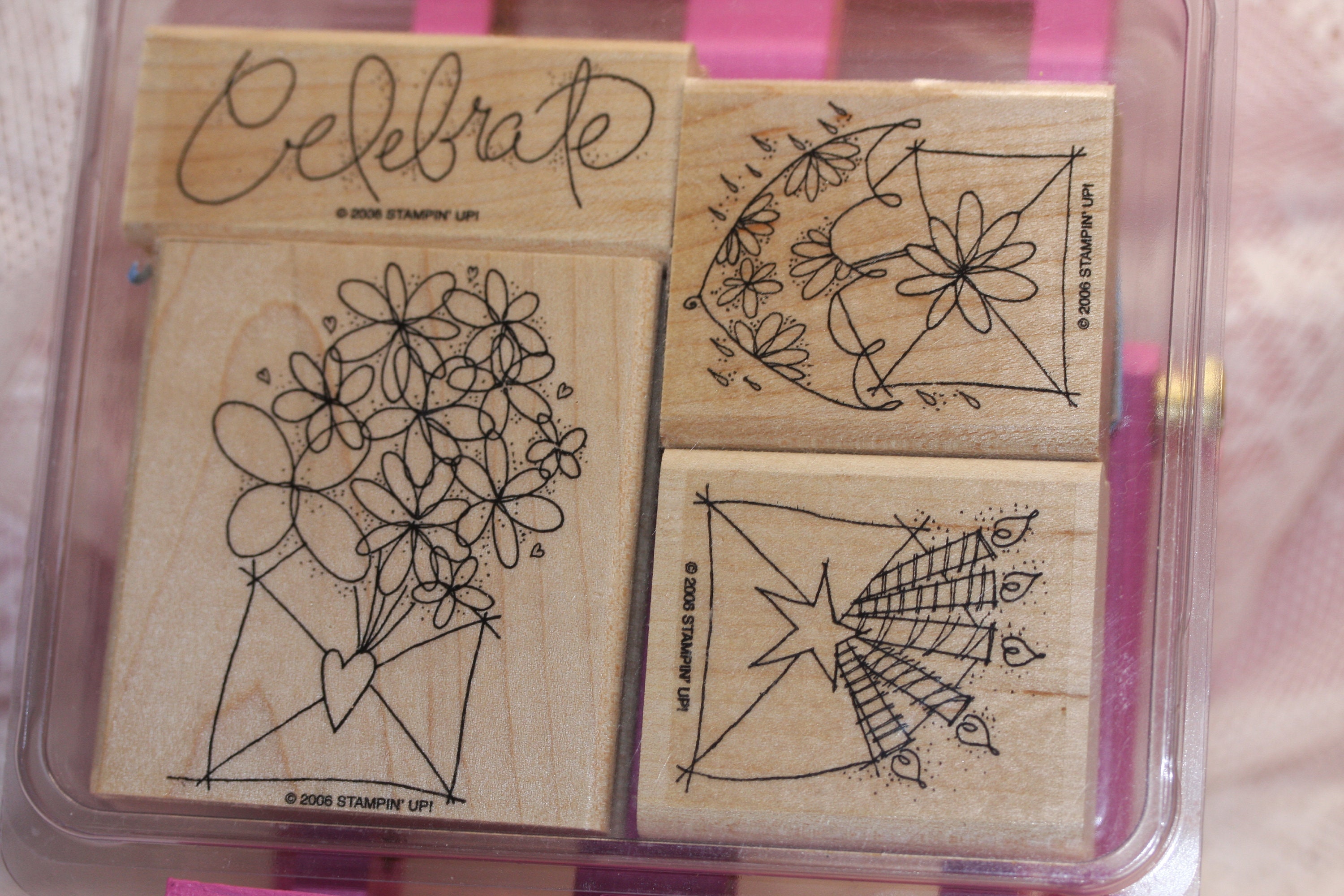 Stampin' up Send a Celebration Rubber Stamp Notecard Printmaking Rare ...