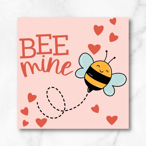Bee Mine Printable Tag Gift Tag Cookie Tag Valentine's - Etsy