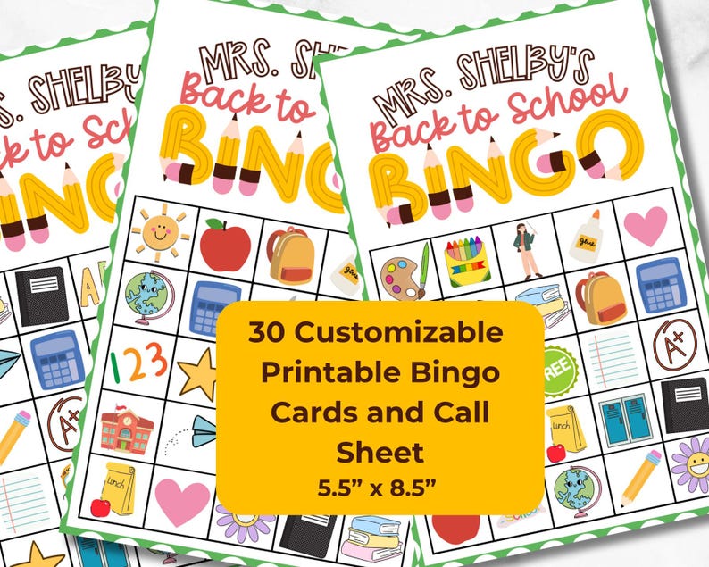 Customizable Back-to-school Bingo Game: Printable Classroom Activity ...