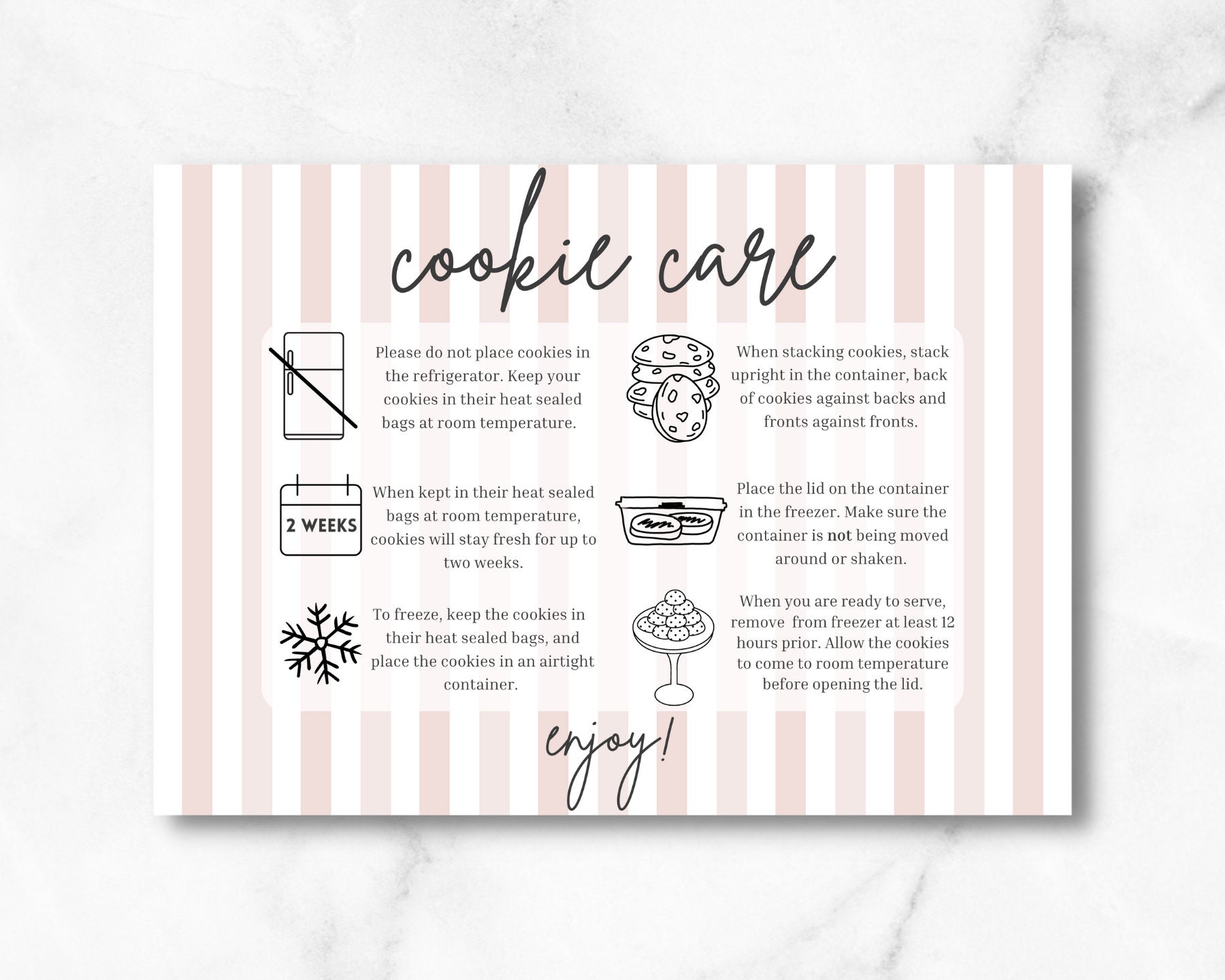 Cookie Care Card Printable 3.5 by 5. Cookie Care - Etsy