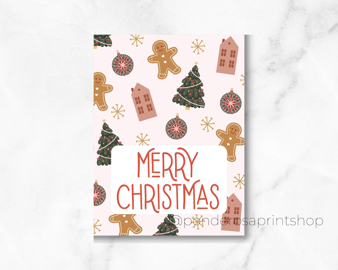 Christmas Printable Cookie Card, 3" X 4" and 3.5” X 5” Merry Christmas ...