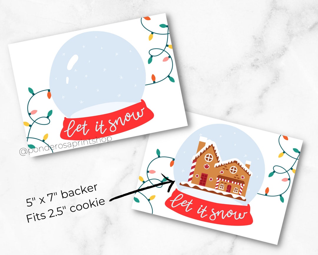 Printable Christmas Card, Snow Globe Backer, Fits 2.5 Cookie printable ...