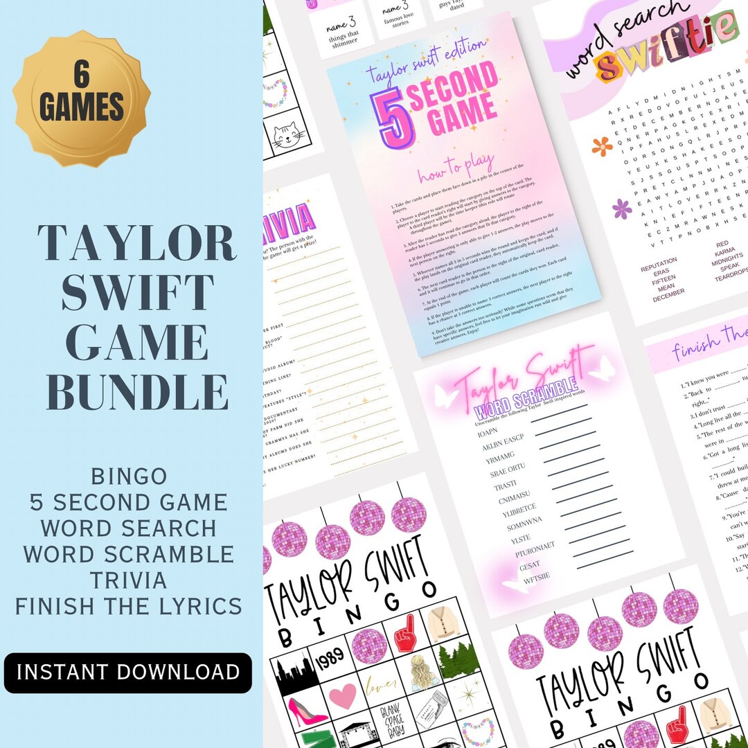 Taylor Swift Bingo Cards Printable, 20 5.5x8.5 Inch Bingo for Taylor ...