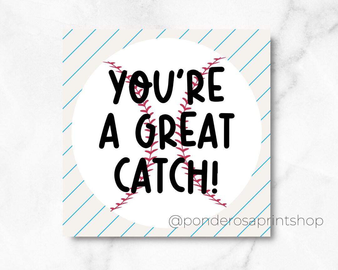 You're A Great Catch, Baseball Pun Valentine's Day Cookie Tag, 2.5 ...