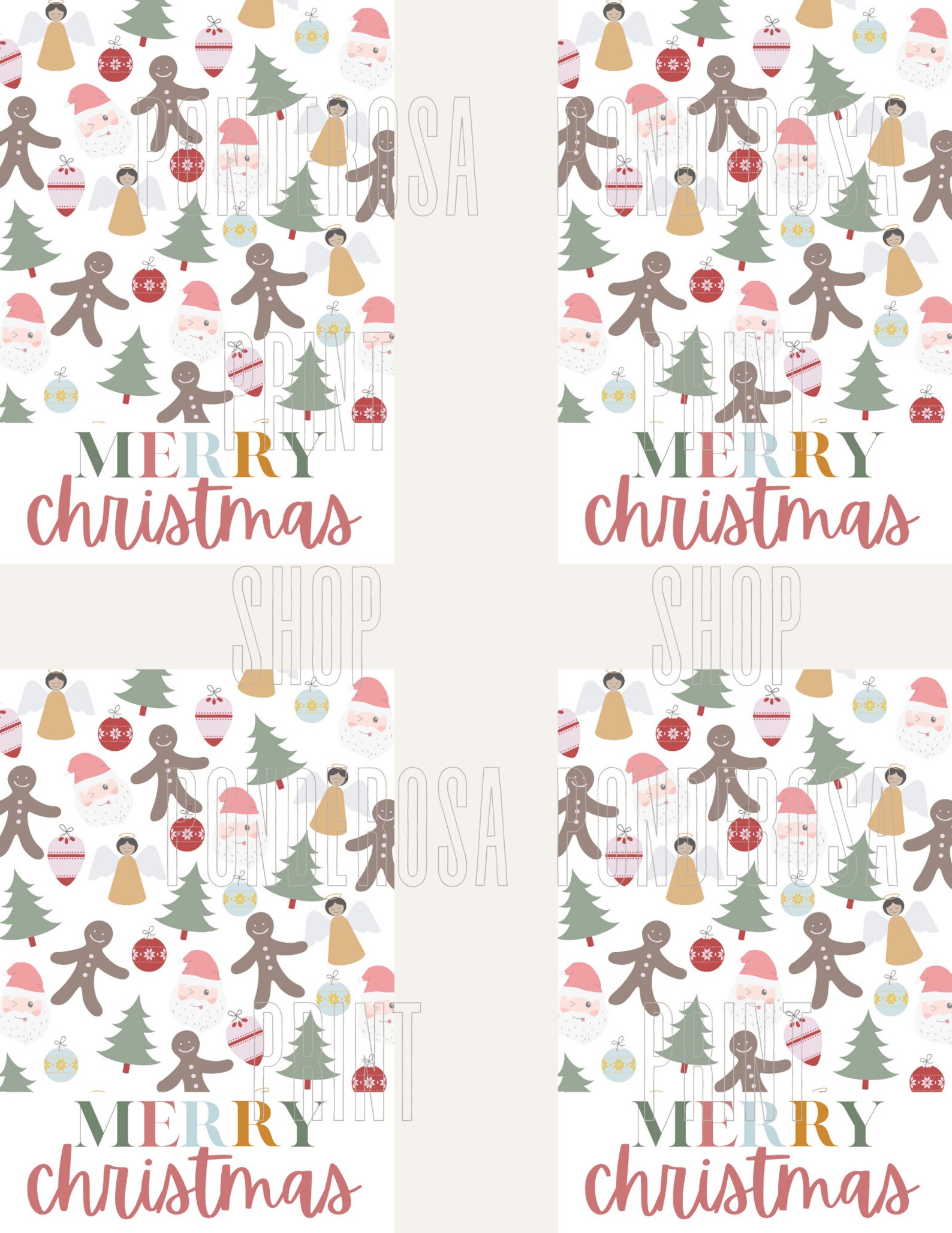 Christmas Cookie Card Printable: Santa, Gingerbread (digital Download ...