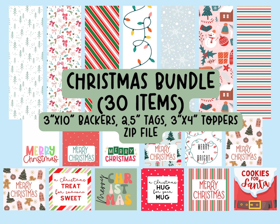 Christmas Cookie Card Bundle: 3x10 Backers, 2.5” Square Cookie Tags ...