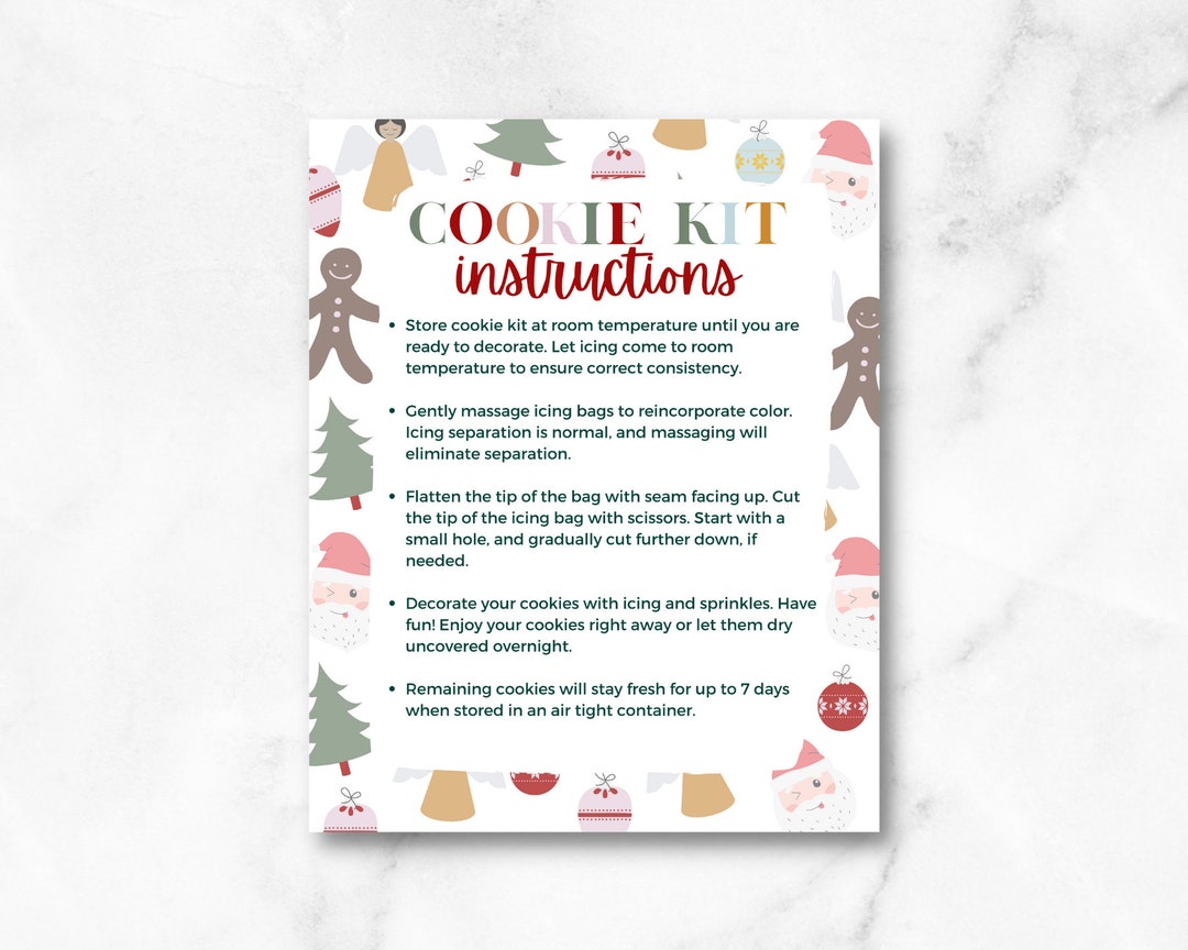 Printable Christmas DIY Cookie Kit Instructions Card (4.3" X 5.3") - Etsy