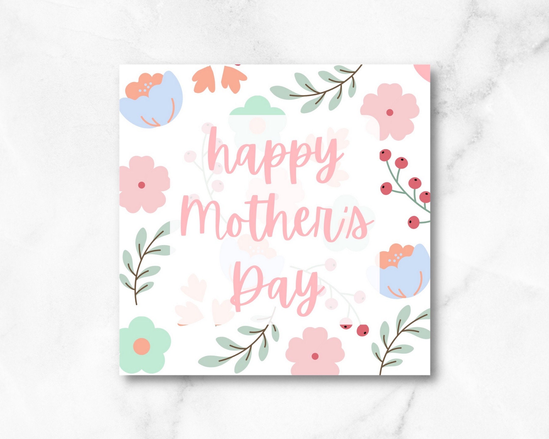 Mother's Day Floral Cookie Tag, 2.5 Inches, Printable Cookie Tag ...