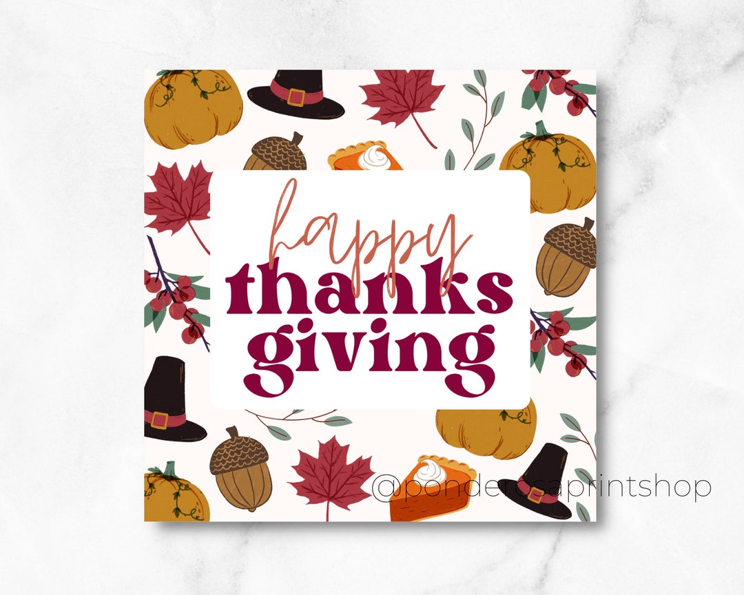 Printable Thanksgiving Cookie Tag, 2.5 Inches, Printable Cookie Tag ...