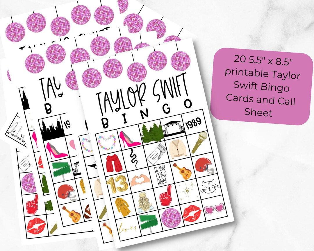 Tarjetas de bingo Taylor Swift imprimibles, 20 bingo de 5,5x8,5 ...