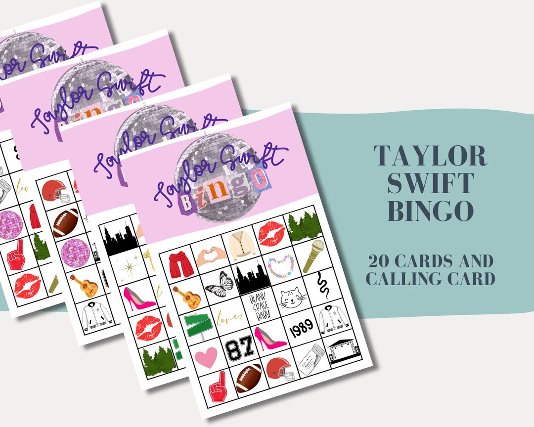 Taylor Swift Bingo Cards Printable, Bingo for Taylor Swift Themed Party ...