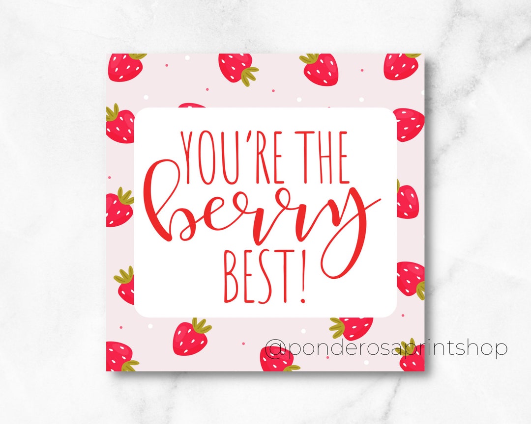 You're the Berry Best, Strawberry Pun Valentine's Day Cookie Tag, 2.5 ...