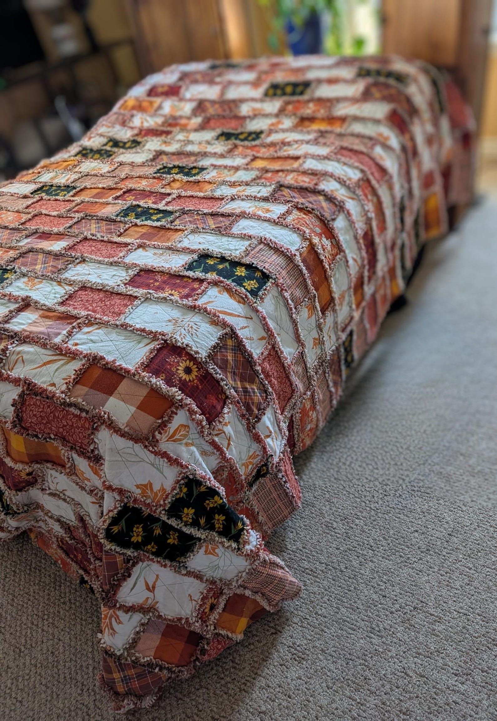 Autumn Tiles Rag Quilt - Etsy