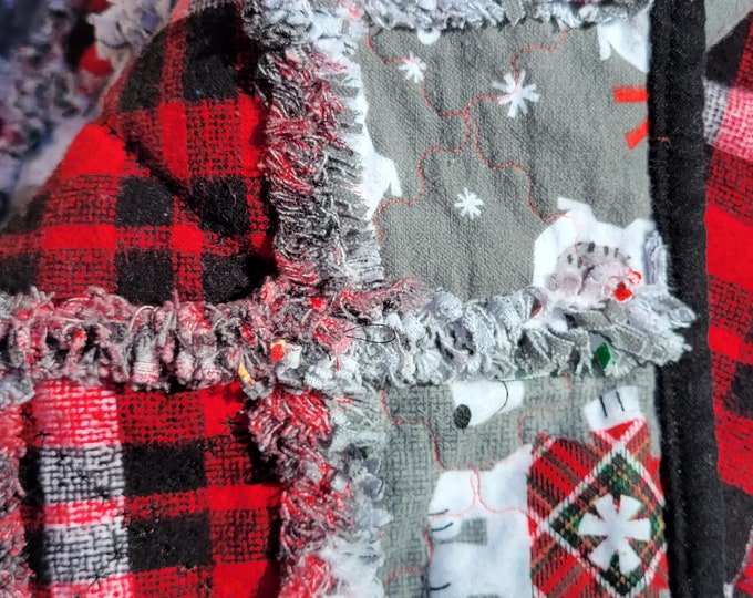 Red Plaid Rag Quilt Large Blanket 65 X 56 Throw Christmas - Etsy