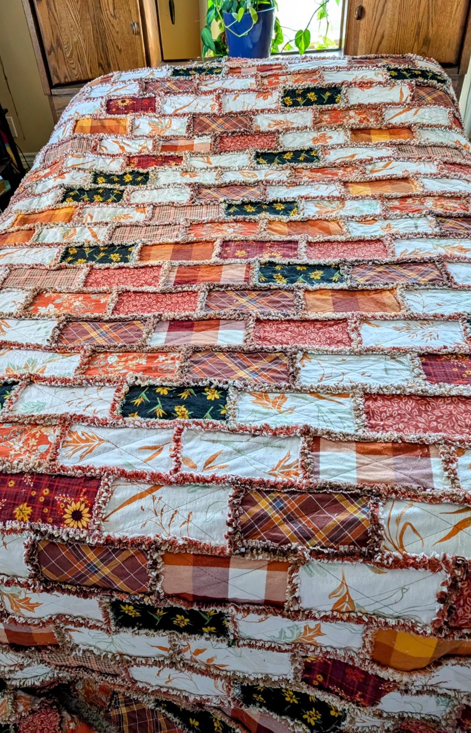 Autumn Tiles Rag Quilt - Etsy