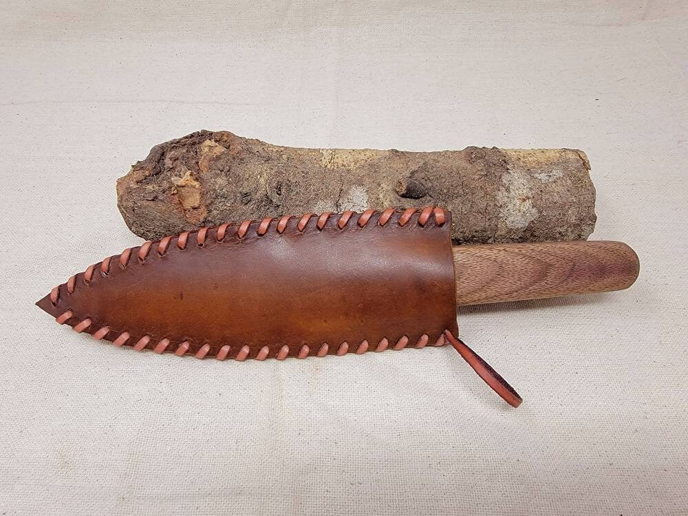 Flint Knapped Knife With Leather Sheath 6 Goldstone - Etsy