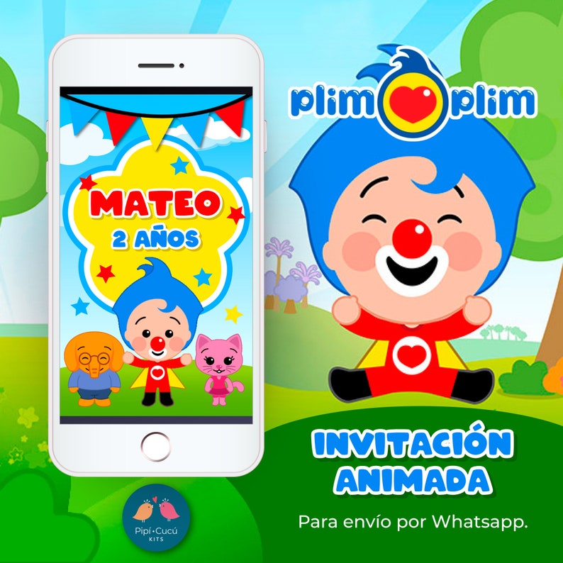 Animated Video Invitation - Plim Plim the Clown (model 1) - Etsy