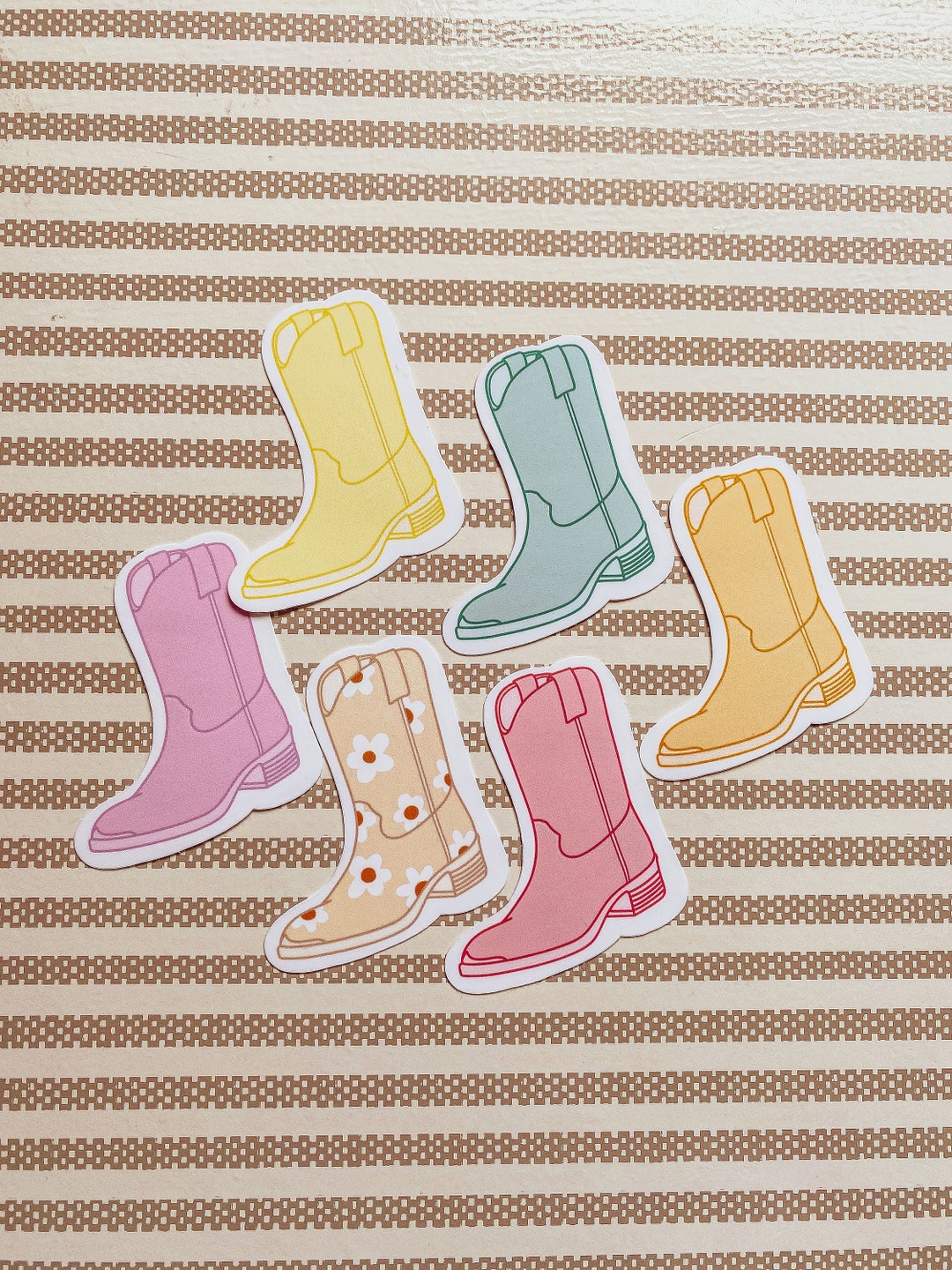 Pastel Cowboy Boot Stickers | Girly Western Aesthetic | Spring Sticker ...