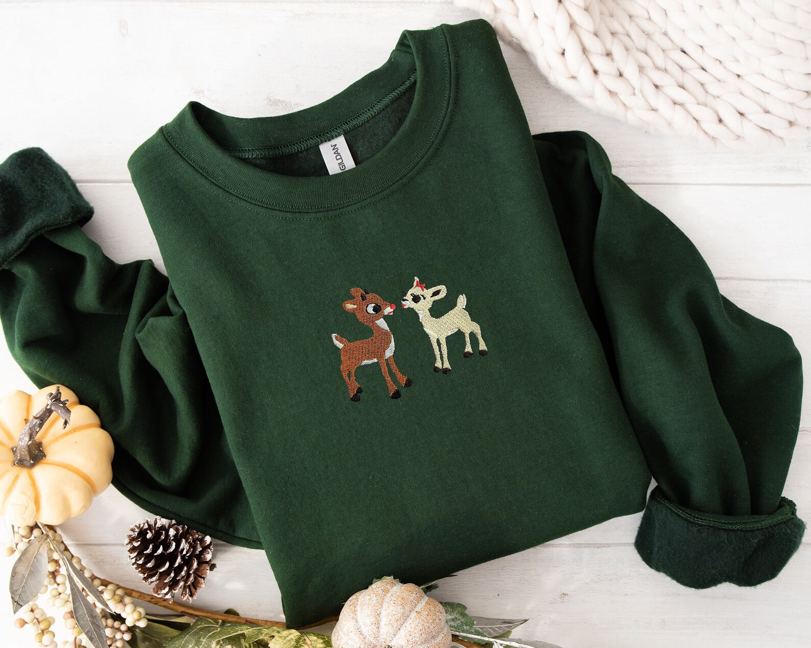 Rudolph Embroidered Christmas Sweater | Vintage Christmas Movie ...