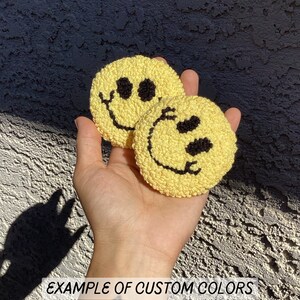 Smiley Face Punch Needle Car Coasters Tufted Car Cup Holder Coasters ...