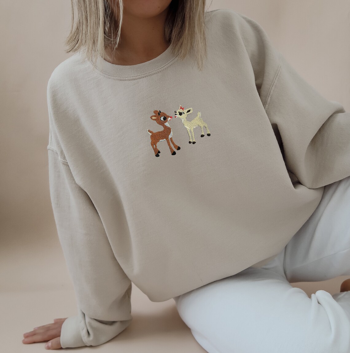 Rudolph Embroidered Christmas Sweater | Vintage Christmas Movie ...