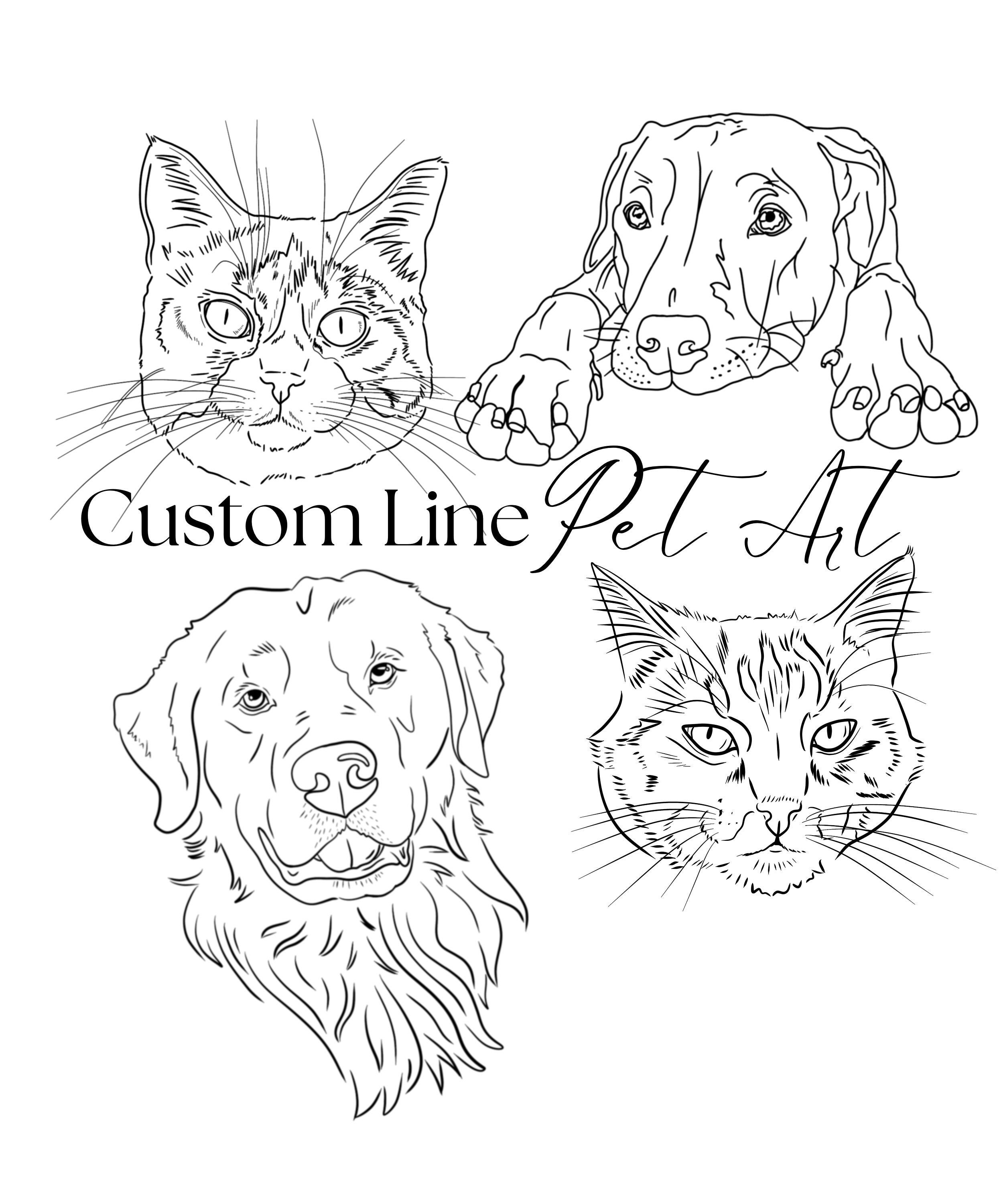 Custom Pet Line Art Portrait | Hand Drawn Minimalist Pet Sketch ...