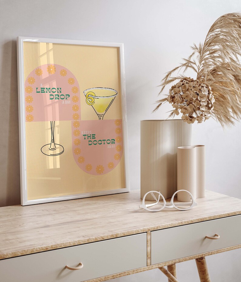 Retro Cocktail Prints Set of 6 Wall Art Colorful Gallery | Etsy