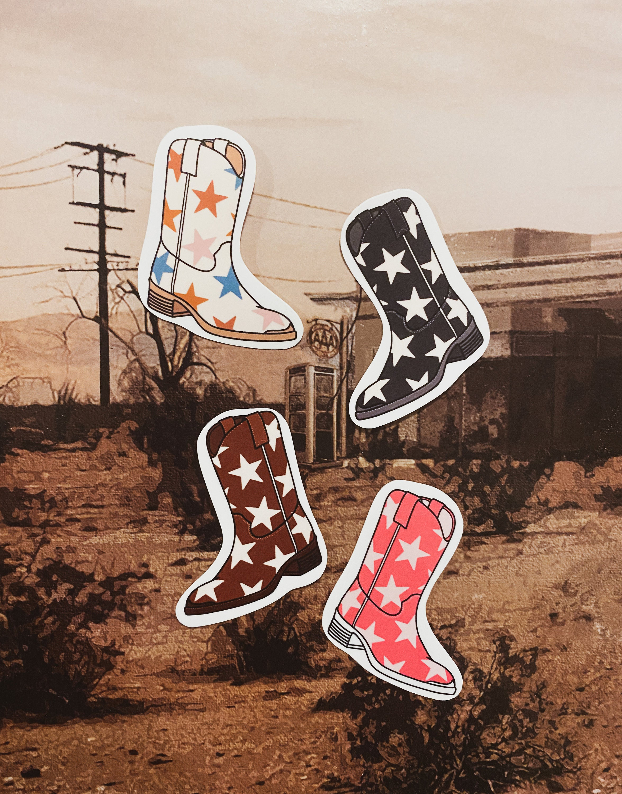 Cowboy Boot Stickers Western Aesthetic Party Favor Pack - Etsy
