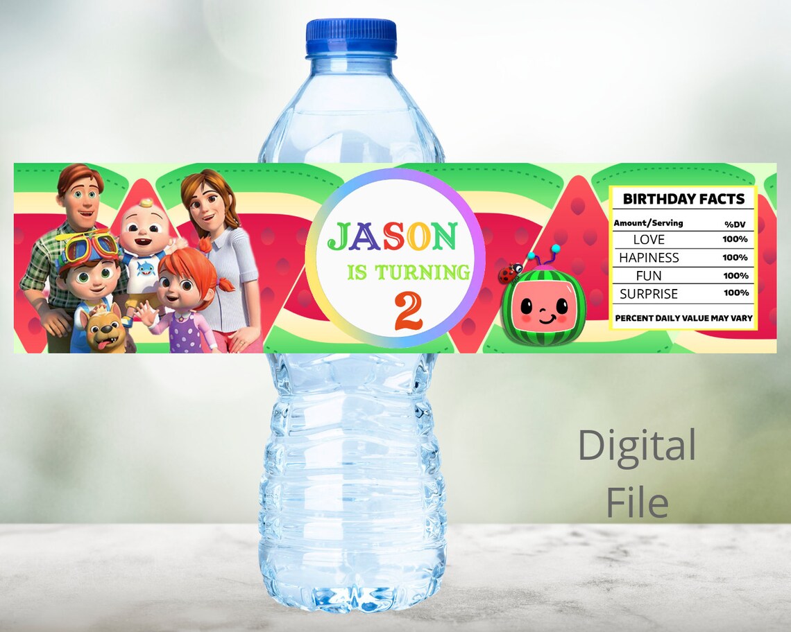 Cocomelon Water bottle label Printable Cocomelon water | Etsy Schweiz