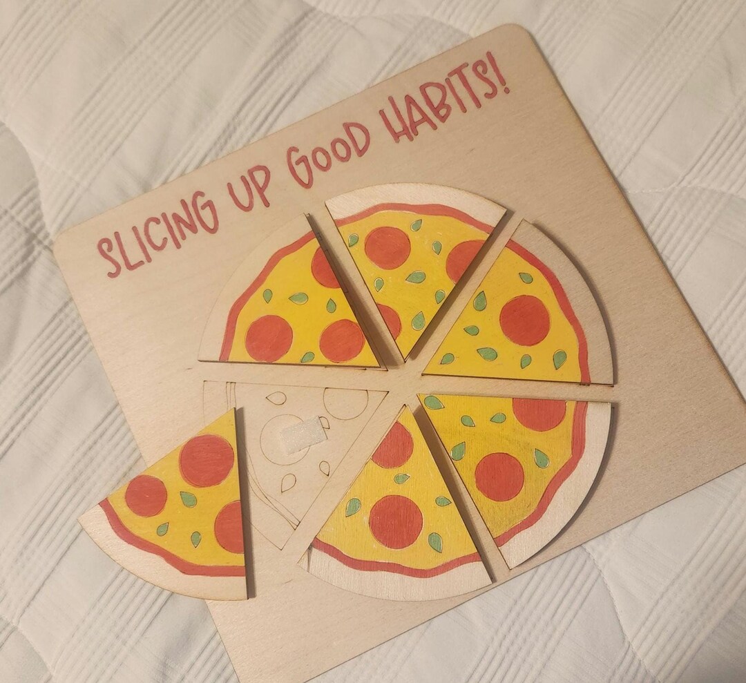Kids Pizza Slice Wooden Incentive Chart, Pizza Party Pie Chart, Pizza ...