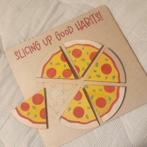 Kids Pizza Slice Wooden Incentive Chart, Pizza Party Pie Chart, Pizza ...