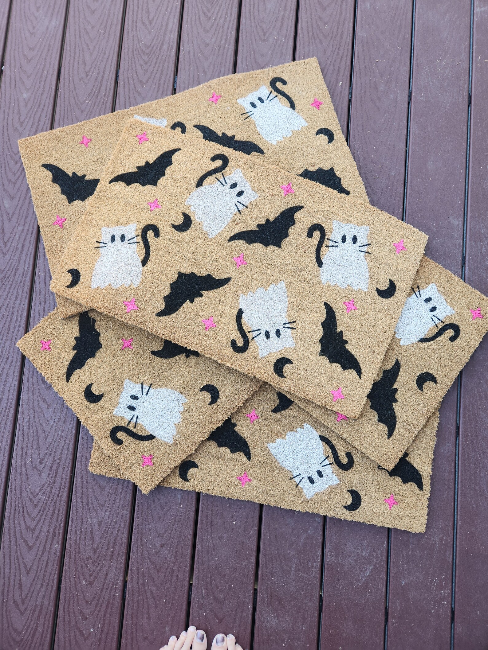 Cat Ghostie Doormat,cat Halloween Doormat, Feline Spooky Doormat, Cat ...