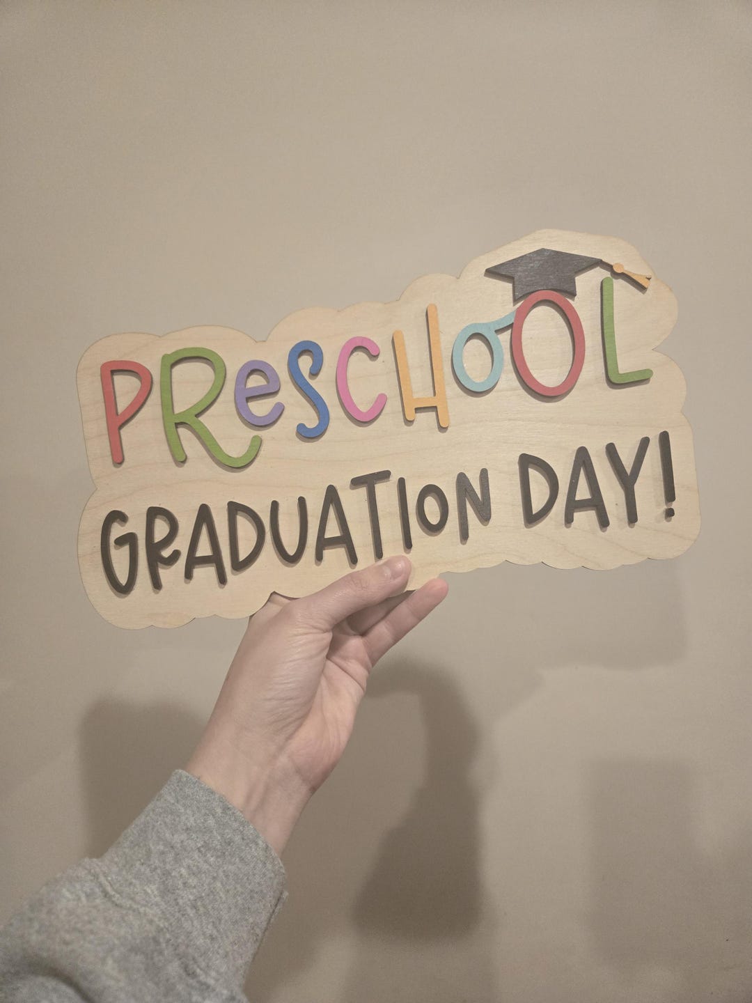 Preschool Graduation Photo Prop Sign, Last Day of Preschool Wood Sign ...