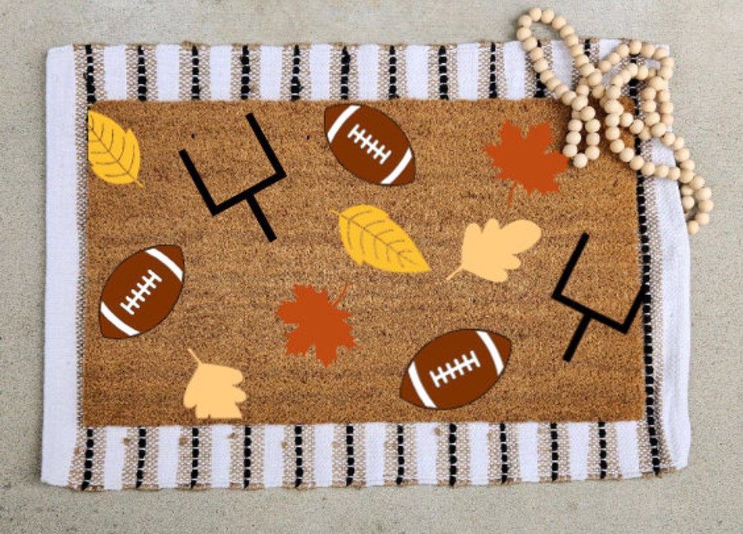 Falling Leaves and Football Please Doormat, Autumn Doormat, Fall and ...