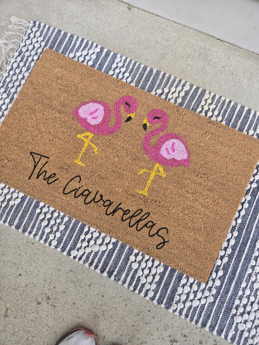 Flamingo Flock Doormat, Personalized Family Name Mat,lets Flamingle ...