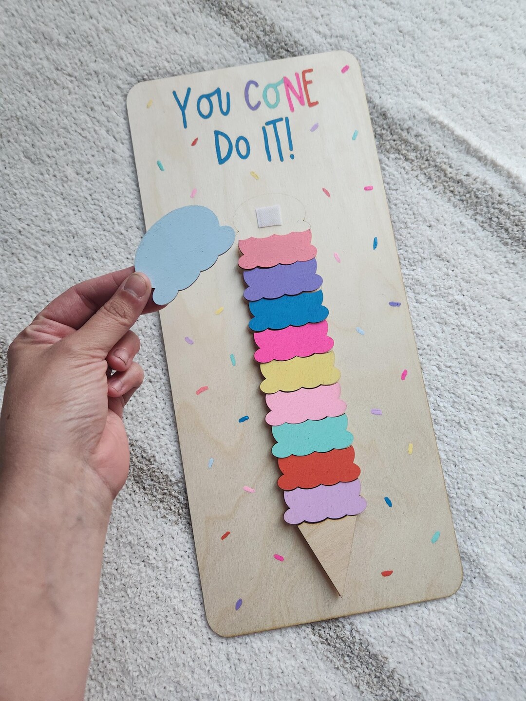 Kids Ice Cream Scoop Wooden Incentive Chart, Stacking Ice Cream Scoop ...