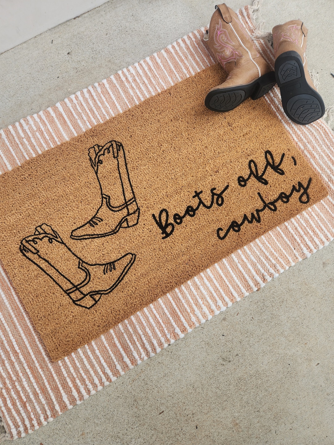Boots off Cowboy Doormat, Texas Doormat, Ranch Welcome Doormat, Cowboy ...