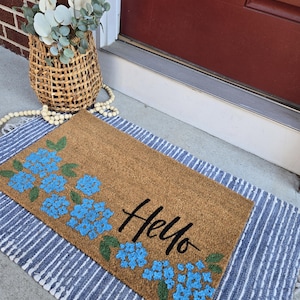 Hydrangea Girly Doormat, Coastal Cottage Doormat, Charleston South ...