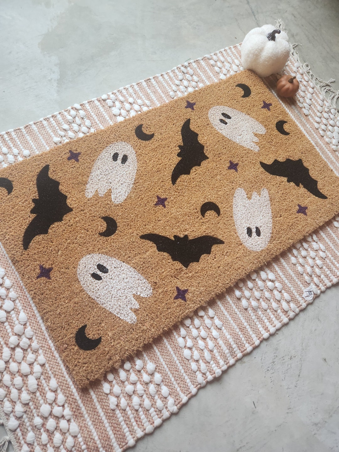 Cute Ghostie Doormat, Ghost Halloween Doormat, Halloween Emoji Doormat ...