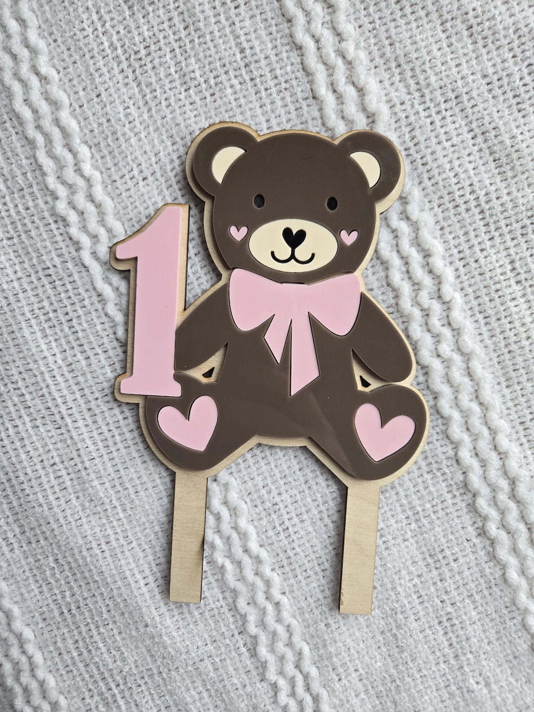 Beary First Birthday Cake Topper, New Baby Beary Excited to Meet You ...