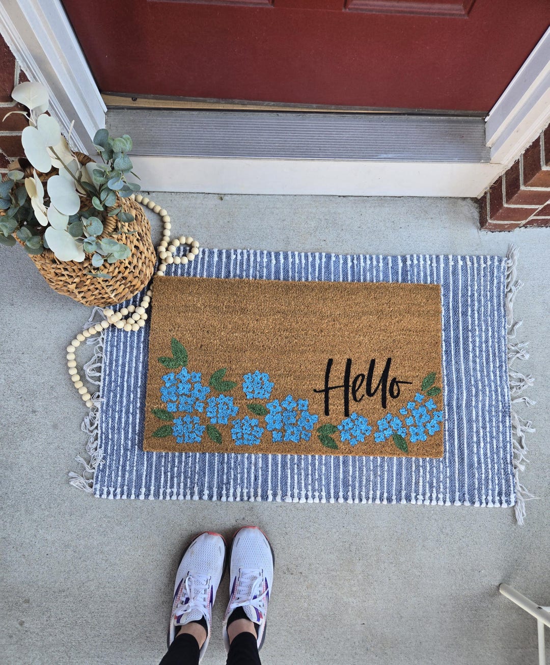 Hydrangea Girly Doormat, Coastal Cottage Doormat, Charleston South ...