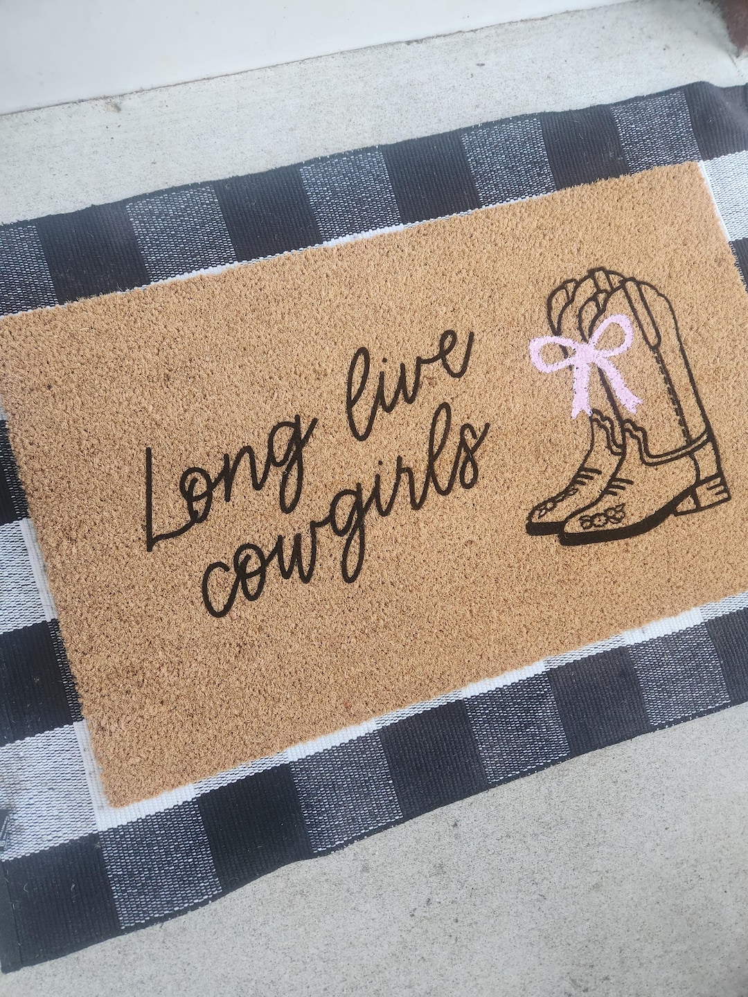 Long Live Cowgirls Doormat, Coquette Cowgirl Doormat, Boots and Bows ...