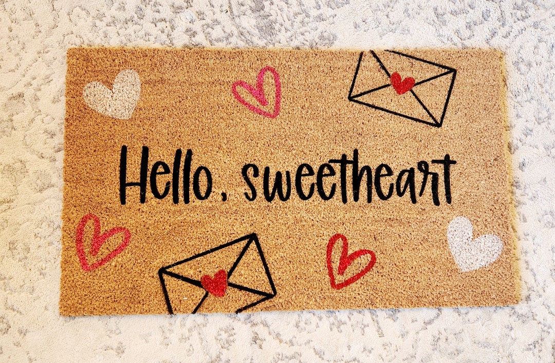 Hello Sweetheart Doormat, Valentines Day Welcome Mat, Valentines Love ...